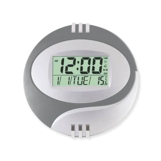 Relógio redondo digital LCD de mesa ou de parede com despertador ...