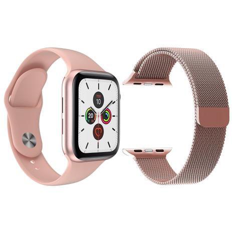 Relogio Smart watch Inteligente S9 mini +Pulseira Metal- Rose 40mm ...