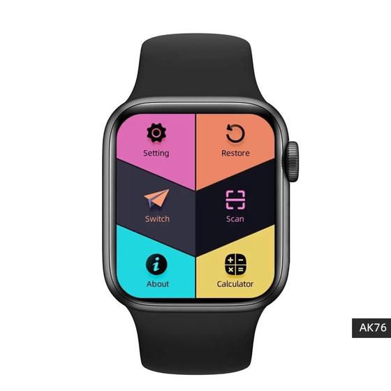 Relógio Smartwatch Ak76 Preto Séries 6 Tela Infinita Troca Foto Recebe ...