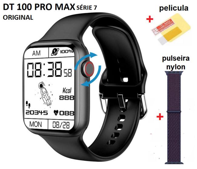 Relogio Smartwatch Dt100 PROMAX Faz Recebe Chamadas / Gps / Mais De 200 Watch Faces - IWO ...