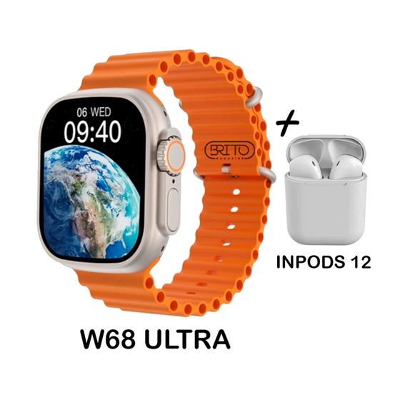 Relogio Smartwatch W68 Ultra Serie 8 Bluetooth + Fone sem fio i12 - Smartwatch e Acessórios ...