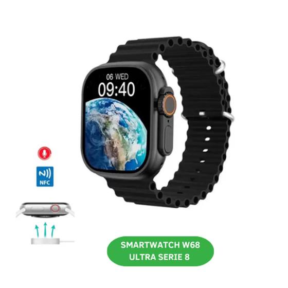 Relógio Smartwatch W68 Ultra Série 8 Com NFC 2023 - microwear ...