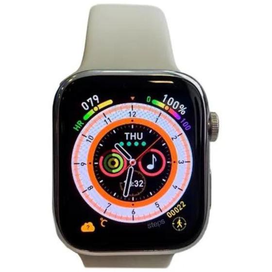 Relógio Smartwatch X8 Pro Serie 8 45mm Cinza Bisel Prata Tela Infinita ...