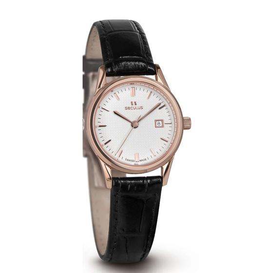 Relógio Suiço Couro Preto - Seculus - Relógio Feminino - Magazine Luiza