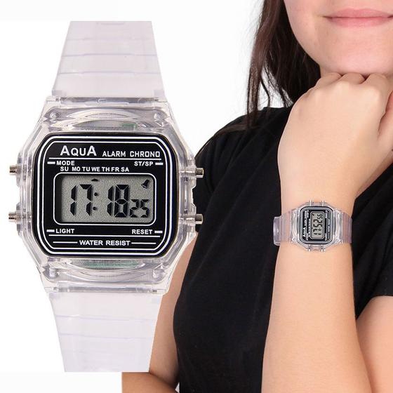 Relógio Vintage Feminino e Masculino Modelo Aqua Clássico À Prova D ...