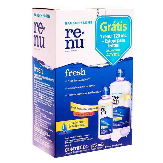Renu Fresh frasco com 355ml + frasco com 120ml + estojo - Solução para ...