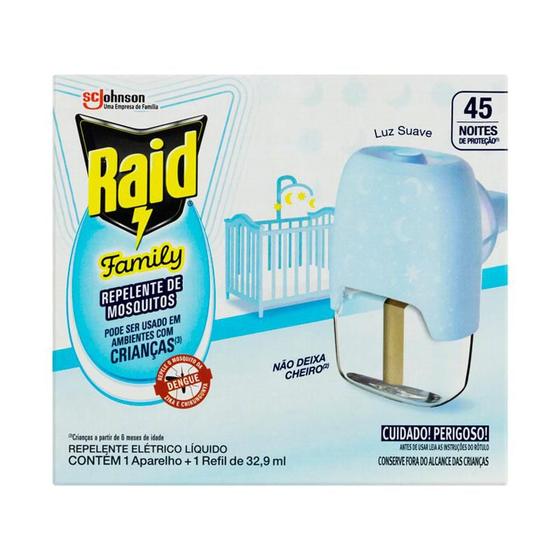 Repelente Elétrico Líquido Raid Family Aparelho + Refil 32,9ml ...