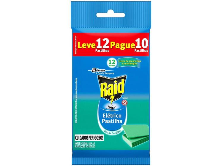 Repelente Elétrico Pastilhas Raid Eucalipto - 12 Noites - Repelente e ...