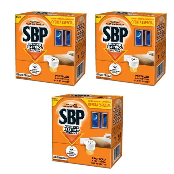 Repelente Tomada Sbp Líquido 45 Noites Aparelho Refil 3 Und - Repelente ...