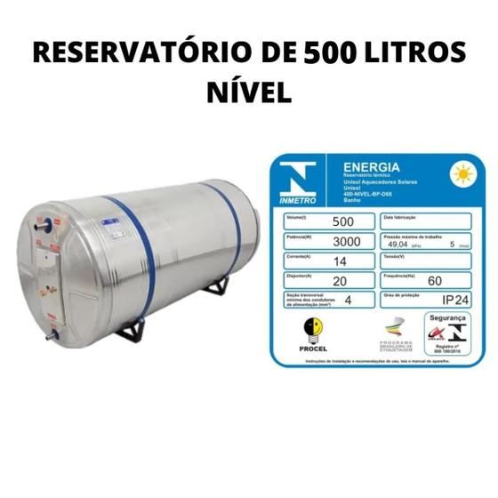 Reservatório 500 Litros Baixa Pressão para Aquecedor Solar (Nível e ...