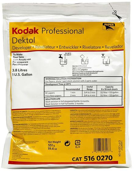 Revelador em pó Kodak Dektol para papel fotográfico preto e branco ...