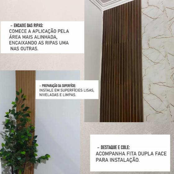 REVESTIMENTO RIPADO-Kit 40 Módulos MDF painel 11cmx45cm Placa Adesiva ...