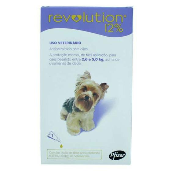 Revolution Zoetis 12% 0.25ml para Cães 2,6Kg a 5kg - 3 bisnagas ...