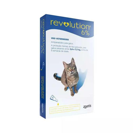 Revolution Zoetis 6% 0.75Ml Para Gatos 2,6Kg A 7,5Kg - Antipulga e ...