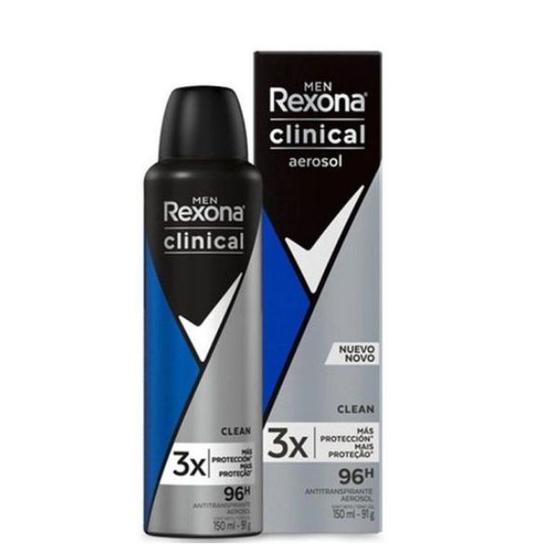Rexona Clinical Desodorante Aerosol Clean Men Azul 150ml - Desodorante ...