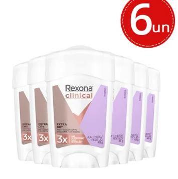 Rexona Clinical Desodorante Creme Extra Dry Feminino Roxo 48g C/6 ...