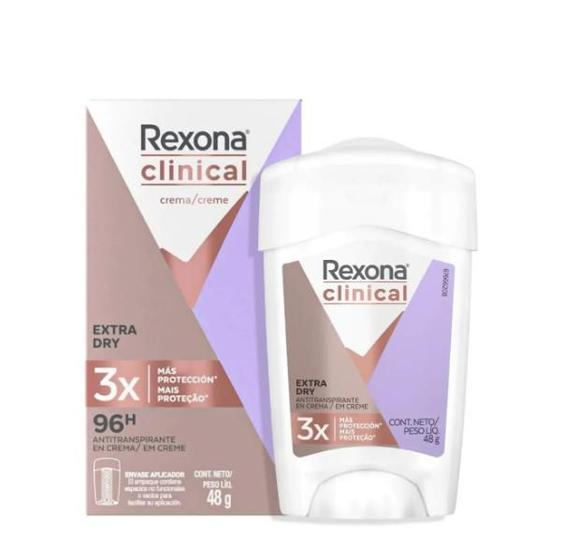 Rexona Clinical Desodorante Creme Extra Dry Feminino Roxo 48g ...