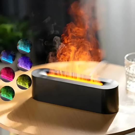RGB Flame Aroma Difusor Umidificador, USB, Simulação Desktop, Luz ...