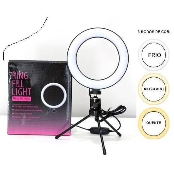 Ring Light 16Cm 6 Polegadas Com Tripé E Suporte De Mesa - Importada - Ring Light - Magazine Luiza