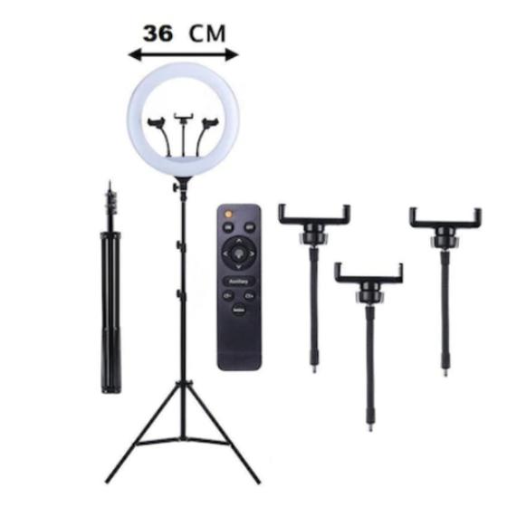 Ring Light 36 Cm Iluminador Luz Led 14 Polegadas Selfie Tripé 2,1 M Articulado Vídeo Youtuber ...
