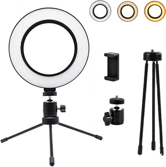 Ring Light Iluminador Anel de luz c/Tripé + Suporte Celular - Ring Fill Light - Luz de Selfie ...