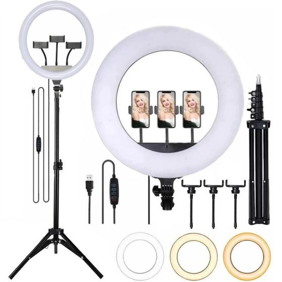 Ring Light LED 14 Polegadas com Tripé Ajustável - Perfeito para Criadores de Conteúdo ...