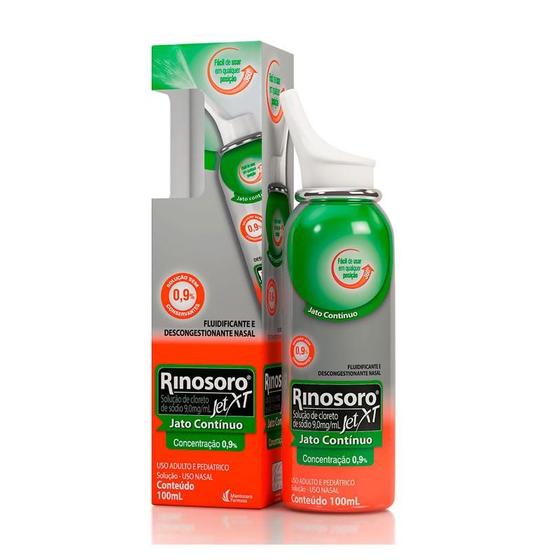 Rinosoro Jet XT 0,9% Spray Nasal 100ml - Higiene e Conforto Nasal ...