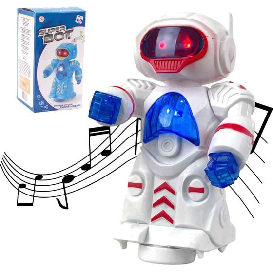 Robô Super Bot Eletrônico Azul ou Branco Pica-Pau Robozinho Bate e ...