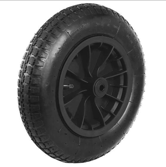 Roda / Aro Plástico Preto para Carrinho de Mão com Pneu e Câmara ...