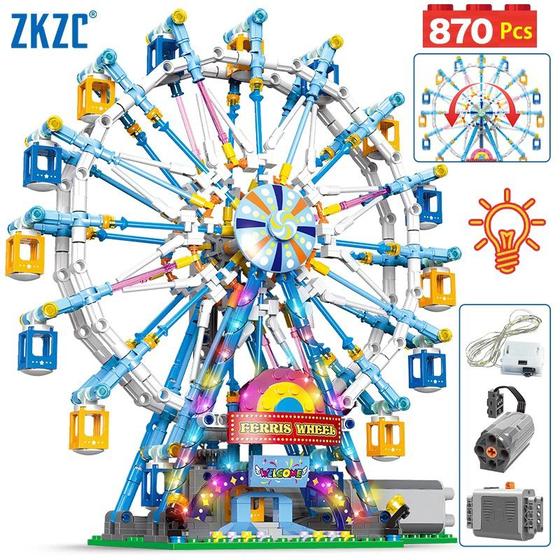 Roda Gigante Tipo Lego Montar Com Motor E Led 879 Peças - ZKZC ...