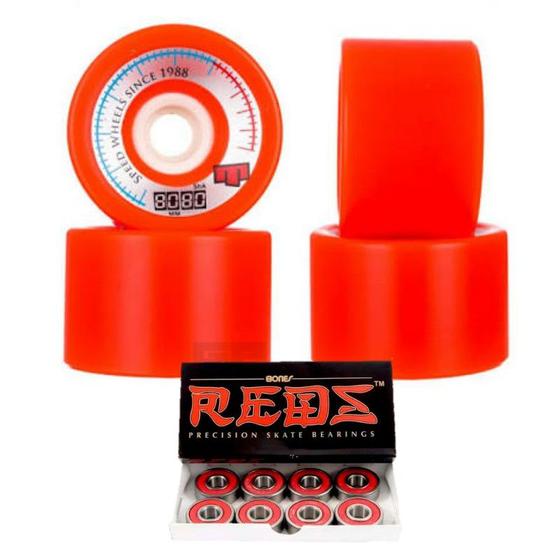 Rodas Longboard Moska 80mm 80a + Rolamento Red Bones Reds - Moska Bones ...