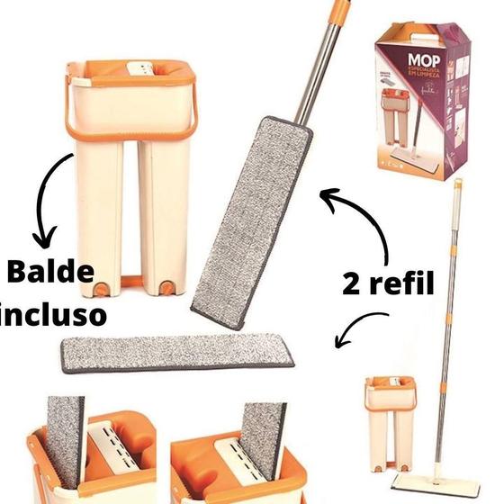 Rodo Flat Mop E Balde Lava E Seca Profissional Com 2 Refil ...