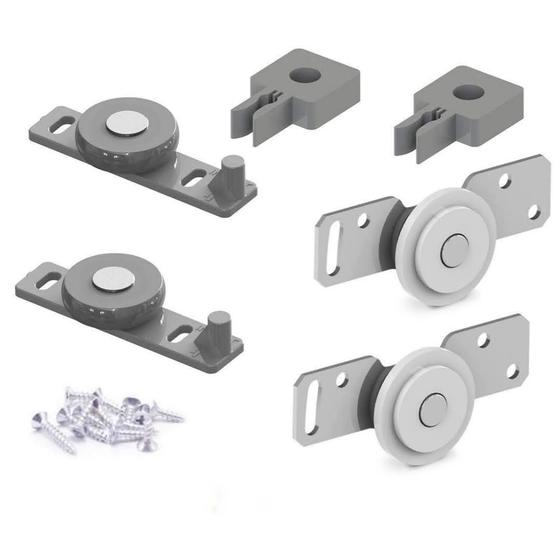 Roldana Porta De Armário Deslizante Com Guia Correr Kit 1P - Joelini - Roldana para Portão ...