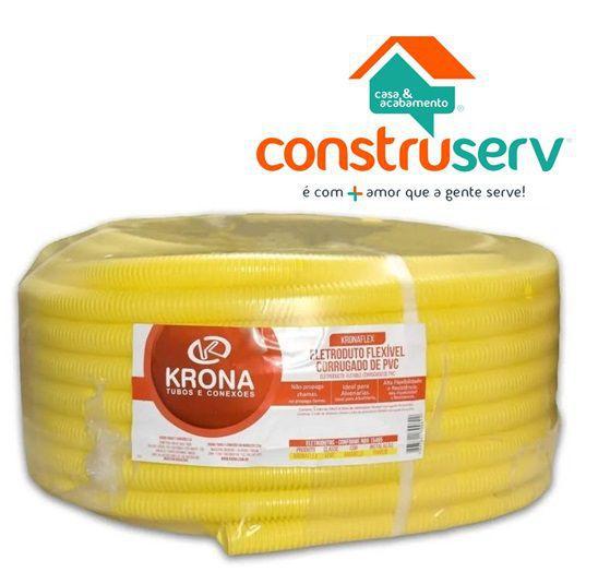 Rolo eletroduto corrugado 32mm -1 polegada - 25mts amarelo krona 1232 ...