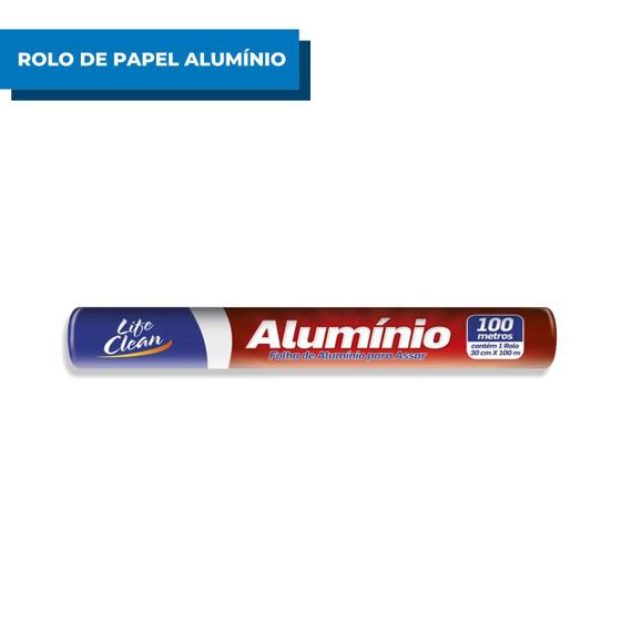 Rolo Papel Alumínio Life Clean 30cm X 100 Metros Para Assados Geladeira ...