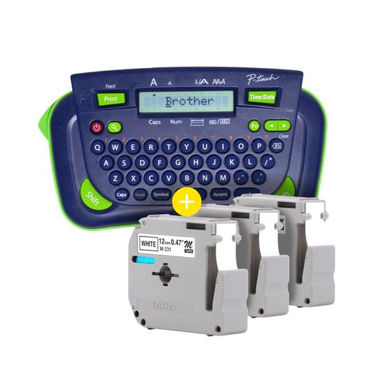 Rotulador Eletrônico Portátil Brother Pt80 Azul C/ 3 Fitas M231 ...