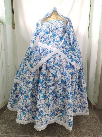 Roupa Candomblé Saia Umbanda estampada luxo iemanja - Ateliê Ikaro ...