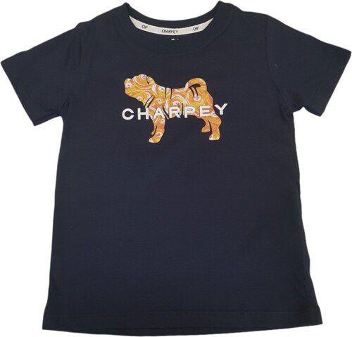 Roupa Infantil Camiseta Charpey Logo Cachorro Azul Marinho Confortável ...