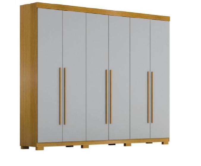 Roupeiro 6 portas 4 gavetas núbia mdf nature-off white - ACP - Guarda-Roupa / Roupeiro ...