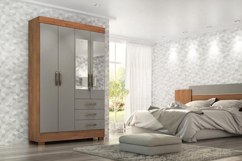 Roupeiro Beatriz 100% MDF com 4 portas, espelhos e chave - Acp Móveis ...