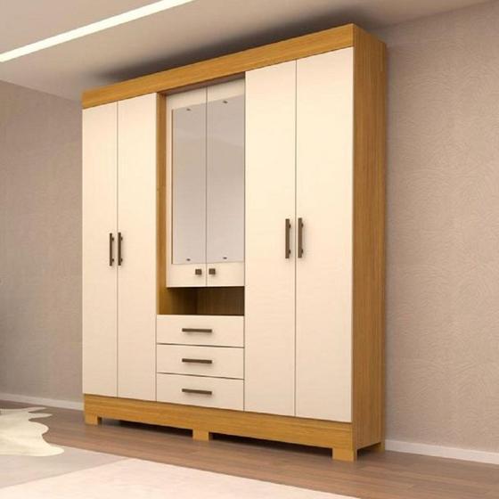 Roupeiro Casal Débora 06 Portas com Espelho ACP Moveis - Guarda-Roupa ...