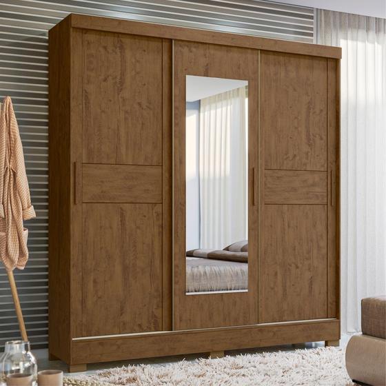 Roupeiro com Espelho Nilo Castanho Wood - Moval - Guarda-Roupa ...