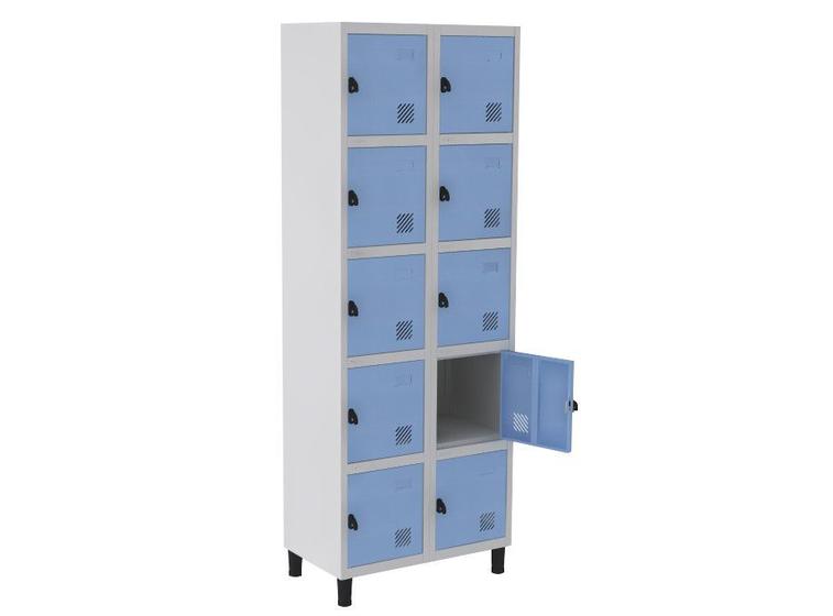 Roupeiro De Aço Guarda-volume Locker 10 Portas Montável Azul Claro ...