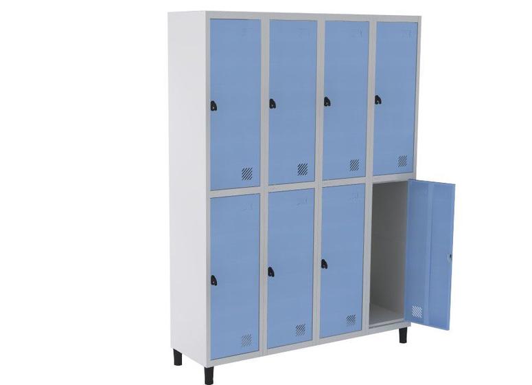 Roupeiro De Aço Guarda-volume Locker 8 Portas Montável Azul Claro ...