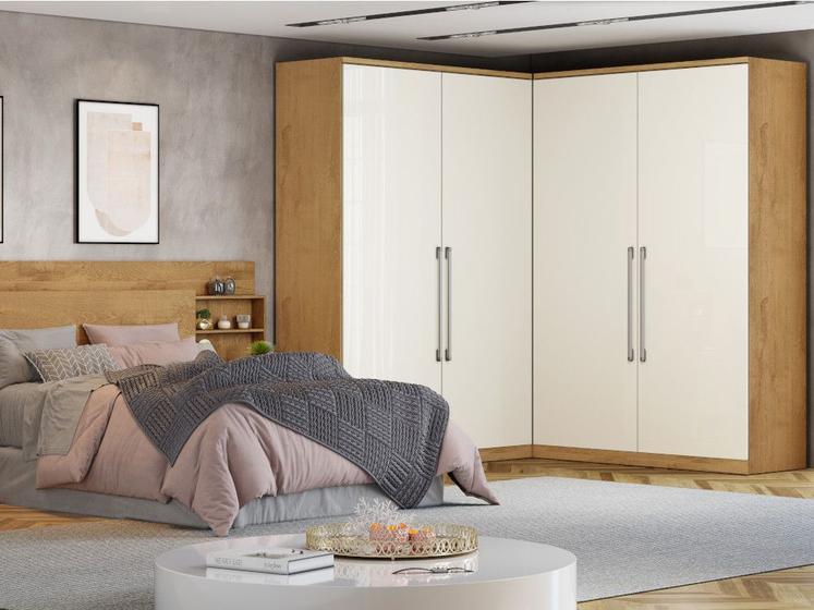 Roupeiro de Canto Europa Viena Amêndoa - Off White - Guarda-Roupa ...