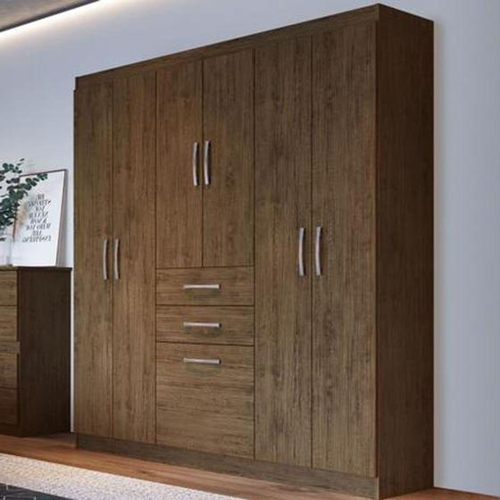 Roupeiro de Casal Cancun Amarula 6 Portas E 2 Gavetas Doripel - Guarda ...