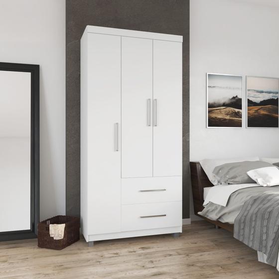 Roupeiro de solteiro 3 portas 2 gavetas fluence móveis paraná - Guarda ...