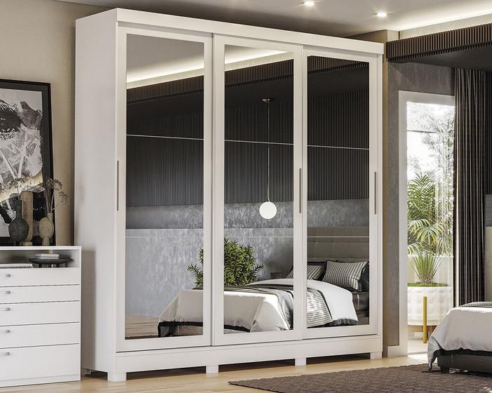 Roupeiro Guarda Roupa Casal CB3PM550 Branco Com Espelho Kappesberg ...