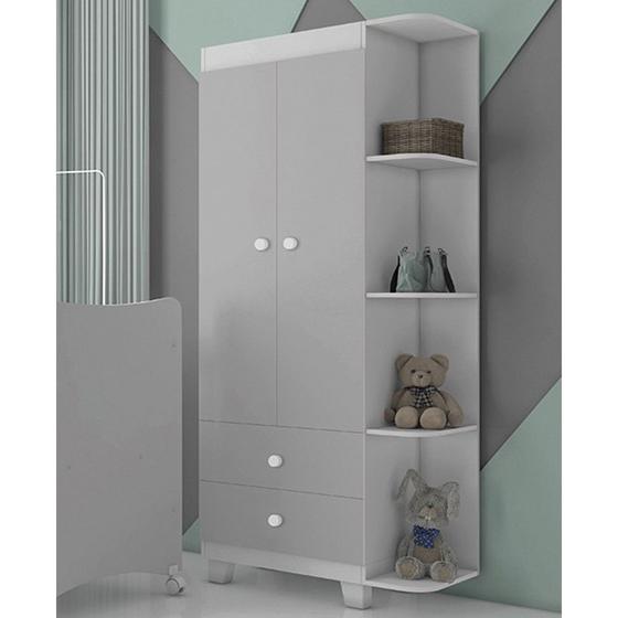 Roupeiro Infantil Nicole 2 Portas e 2 Gavetas 100 MDF com Nichos ...