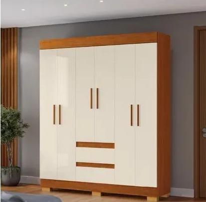 Roupeiro Maya 6 Portas ACP Móveis - Cinamomo/Off White - Guarda-Roupa / Roupeiro - Magazine Luiza